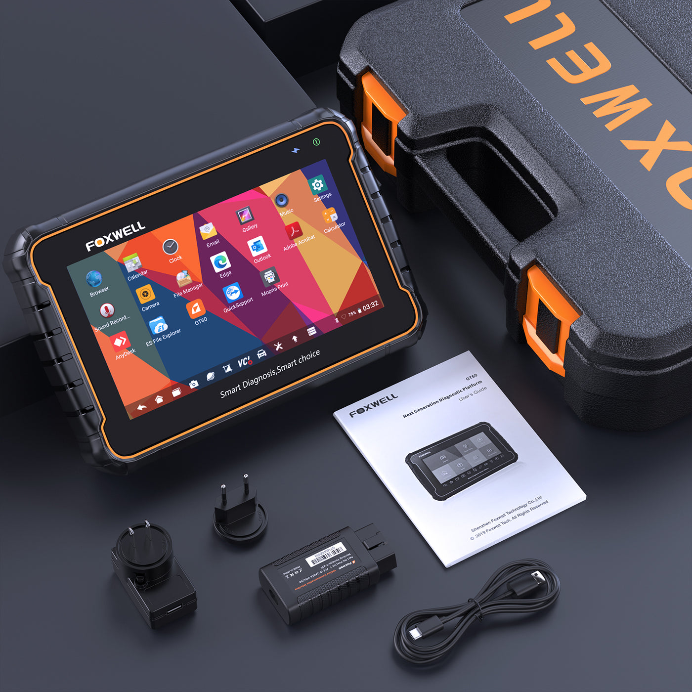 Foxwell GT60 Android Tablet Scanner OBD2 Table Diagnostic Tool with 20